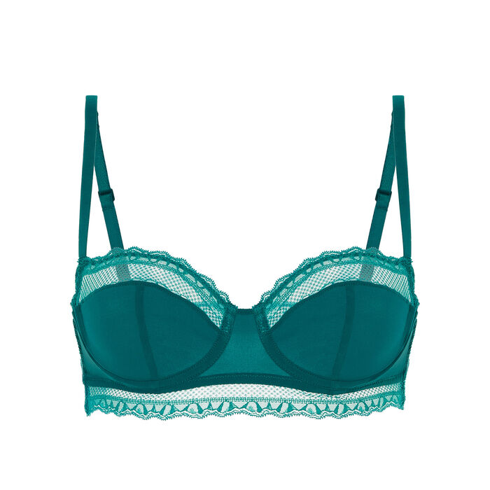 Half Cup Bra Destinée Simone Pérèle Couleur Naturel Bleu Pavo Bleu
